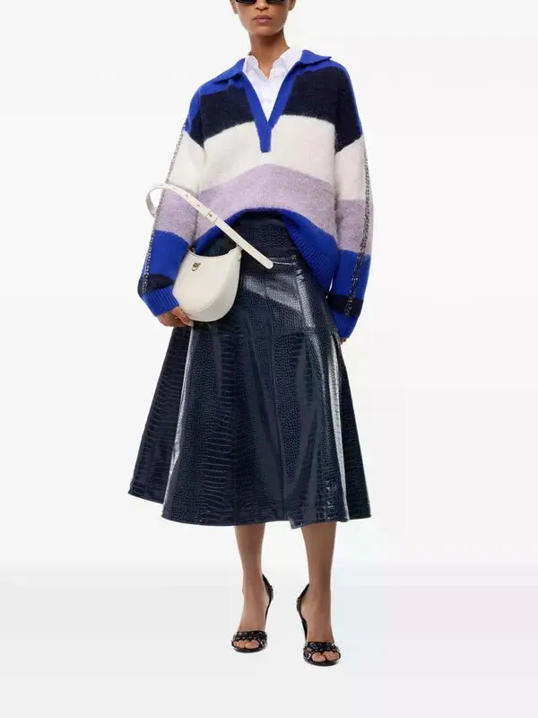 Pinko Crocodile-effect Flared Midi Skirt