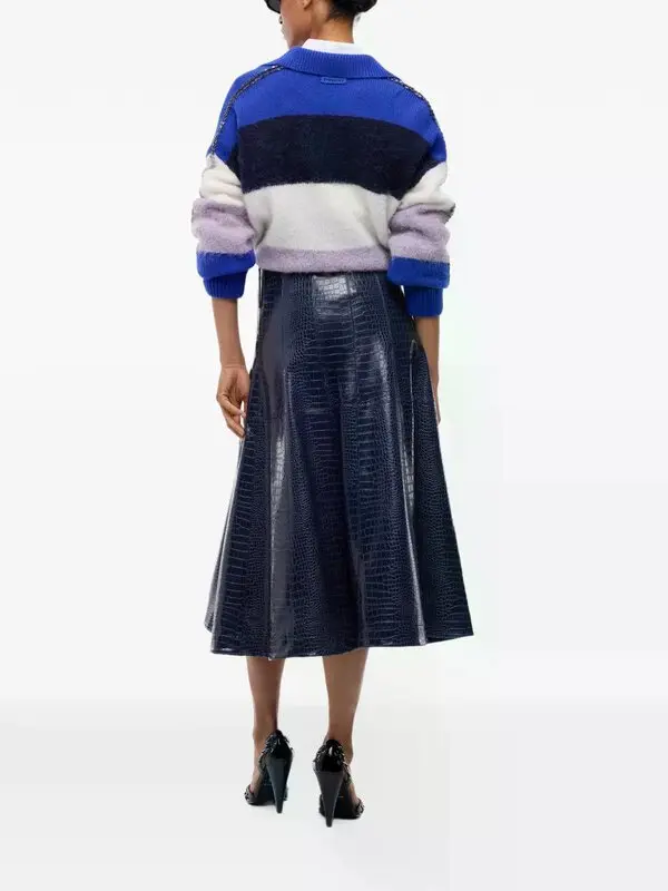 Pinko Crocodile-effect Flared Midi Skirt