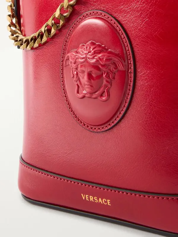 Versace Pivot Mini Leather Bucket Bag