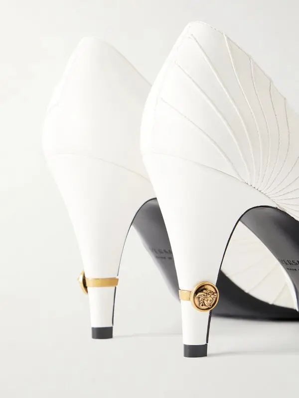 Versace 90 Leather Pumps With Gold Tone Hardware