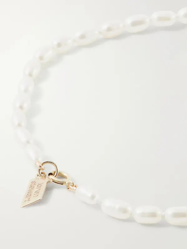 LOREN STEWART Freshwater Rice Pearl 14kt Gold Anklet
