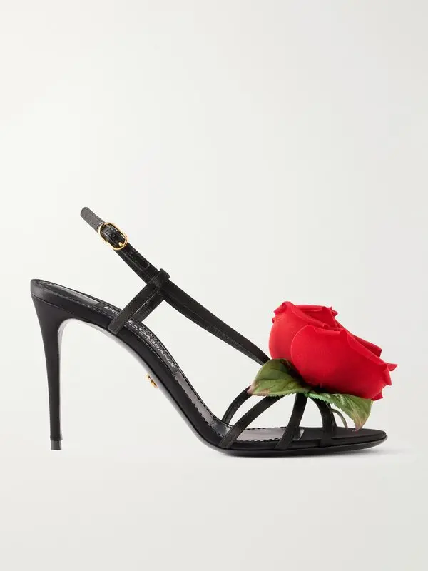 Dolce & Gabbana Floral-appliqué Satin Sandals
