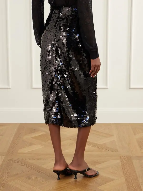Dolce & Gabbana Sequin-embellished Tulle Midi Skirt