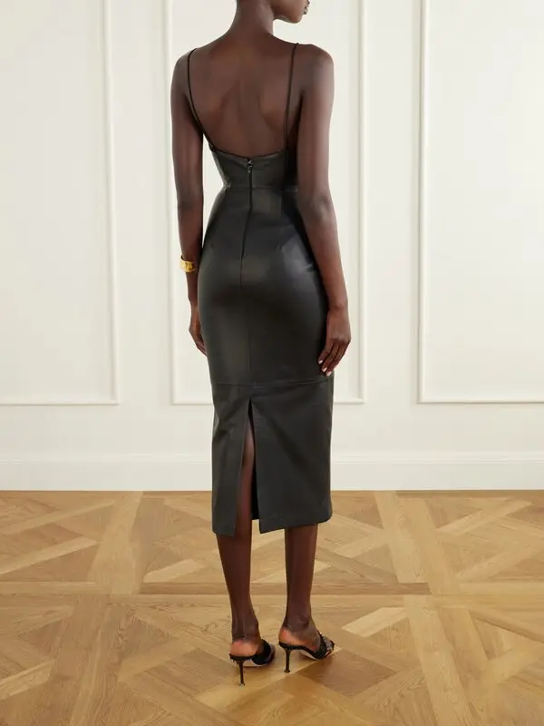 Alex Perry Leather Midi Dress