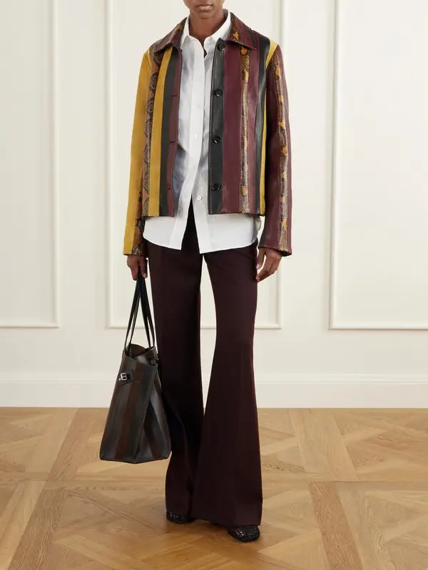 Proenza Schouler Striped Snake-effect Leather And Suede Jacket