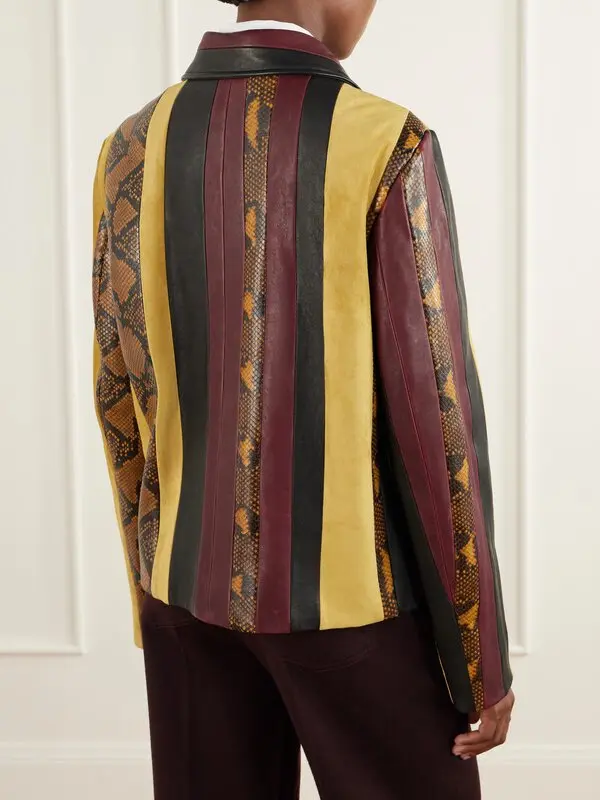 Proenza Schouler Striped Snake-effect Leather And Suede Jacket