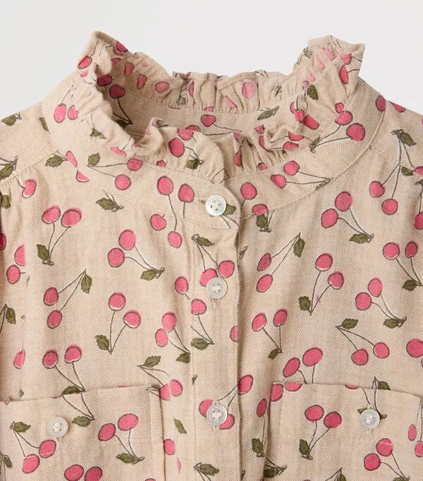 Bonpoint Cherry Print Cotton Shirt Dress