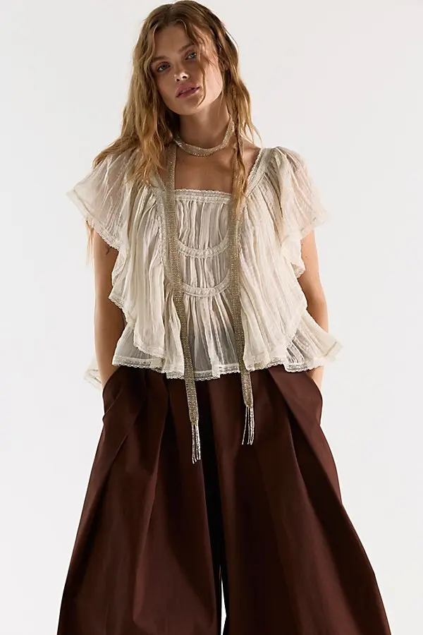 Free People Clara Solid Top At - Tea