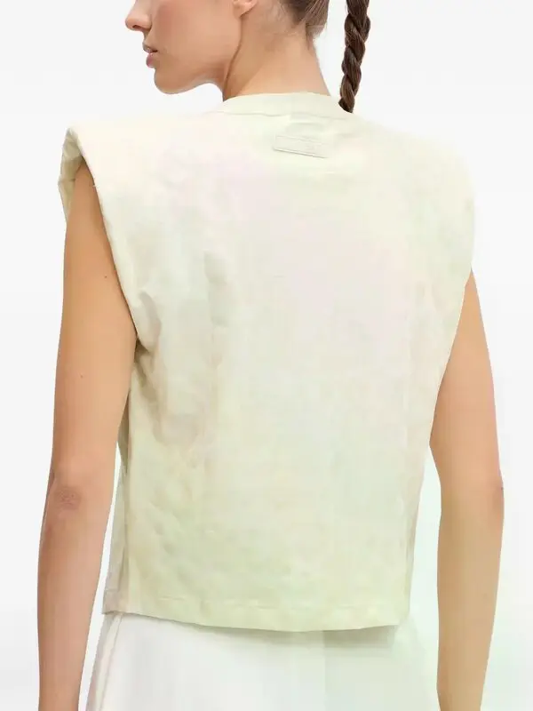 EA7 Sleeveless Leopard Print Top With Padded Shoulders