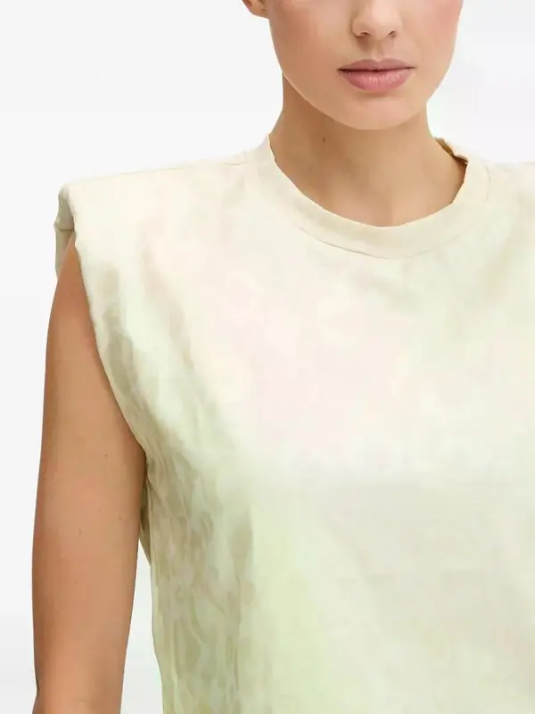 EA7 Sleeveless Leopard Print Top With Padded Shoulders