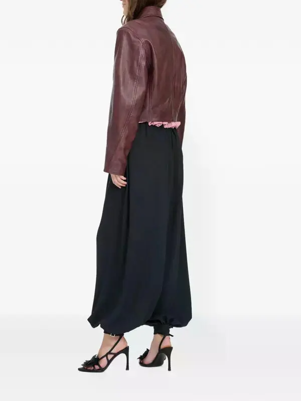 ROTATE BY BIRGER CHRISTENSEN Cropped Boxy Leather Jacket - Red