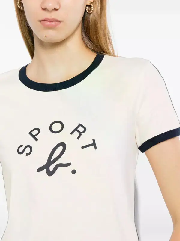 AGNES B. Logo-print Crewneck T-shirt - Neutrals