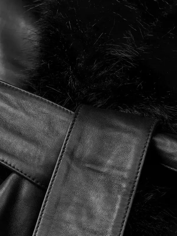 ROTATE BY BIRGER CHRISTENSEN Bonded Leather Jacket With Faux Fur Trim