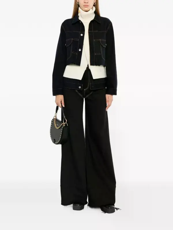 Sacai Layered Frayed-hem Denim Jacket