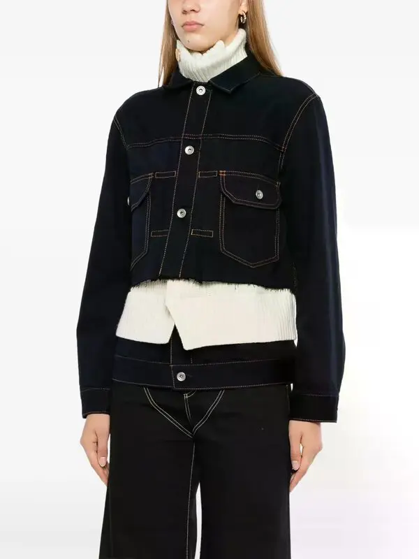 Sacai Layered Frayed-hem Denim Jacket