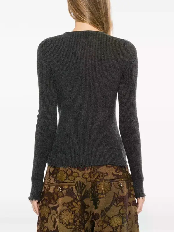 UMA WANG Ribbed-knit Button-up Jumper