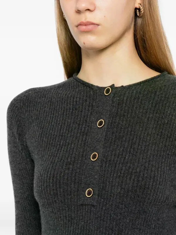 UMA WANG Ribbed-knit Button-up Jumper