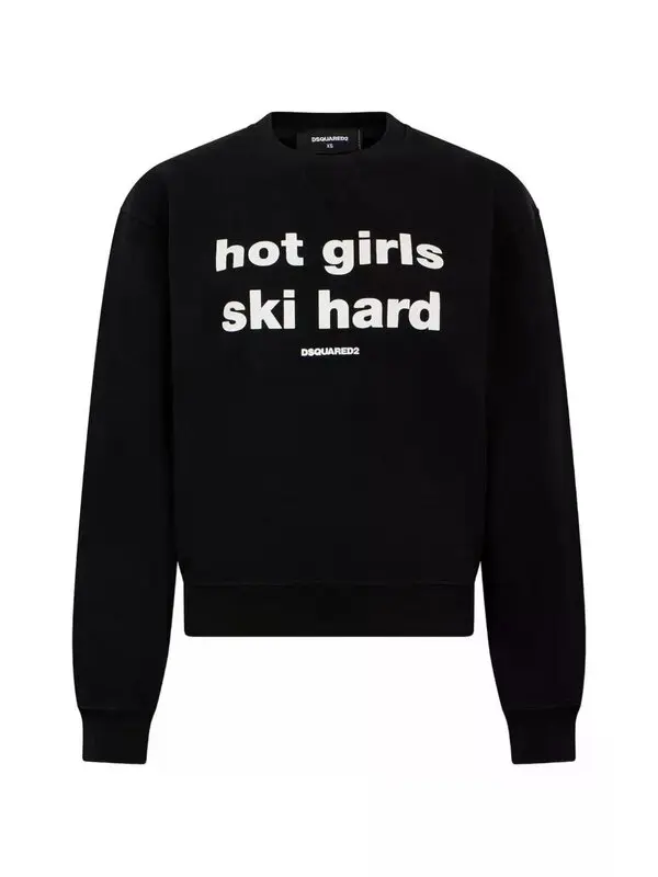 Dsquared2 Upside-down Logo Slogan-print Crew Neck Sweatshirt - Black