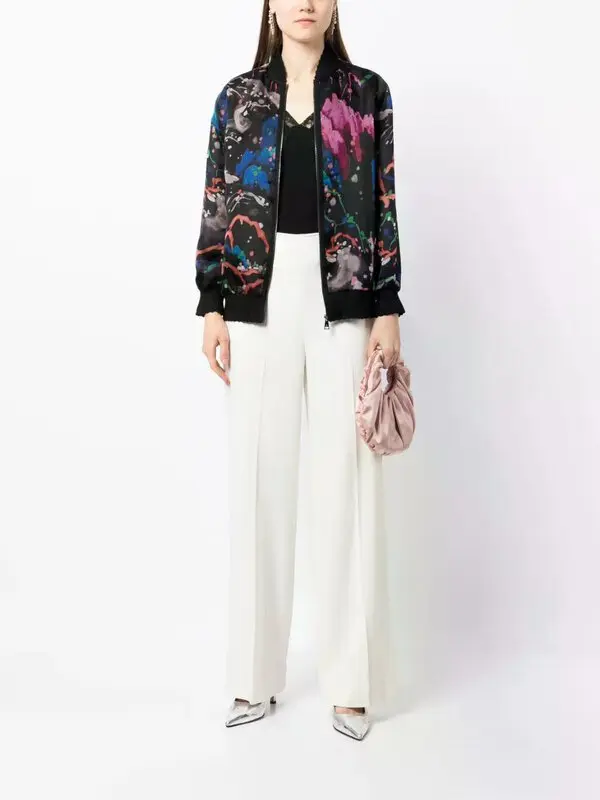Shiatzy Chen All-over Graphic Print Silk Bomber Jacket