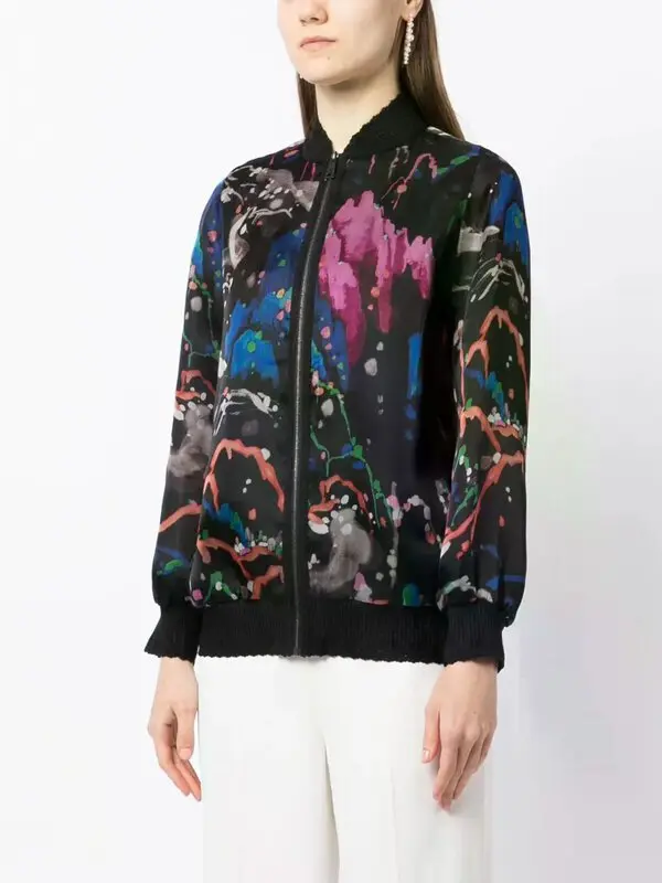Shiatzy Chen All-over Graphic Print Silk Bomber Jacket