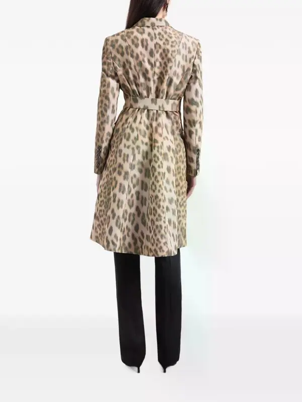 Nina Ricci Leopard-print Double-breasted Taffeta Coat
