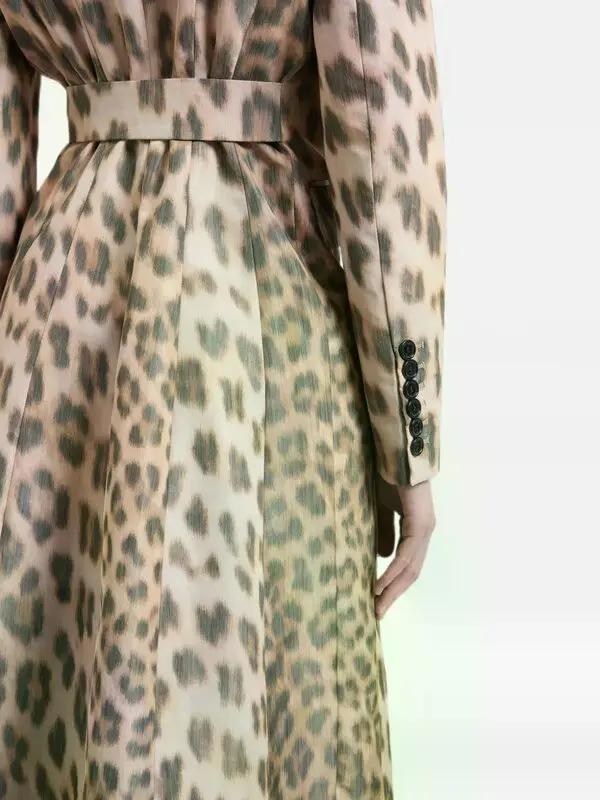 Nina Ricci Leopard-print Double-breasted Taffeta Coat