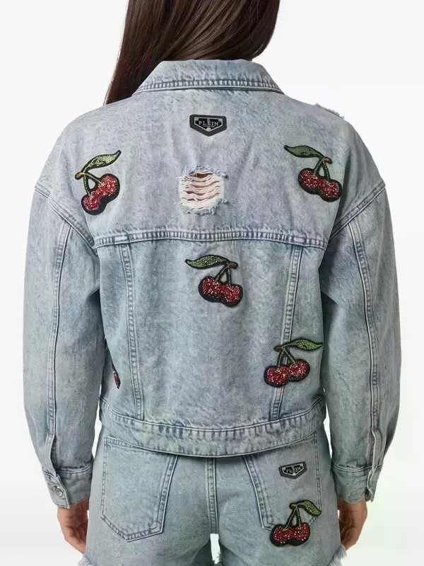 Philipp Plein Denim Regular Jacket Cherrylicious