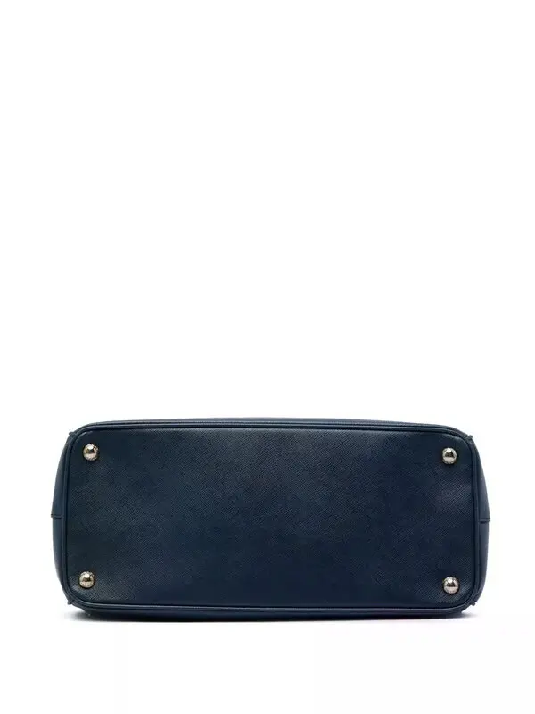 Prada Saffiano Lux Galleria Double Zip Satchel - Blue
