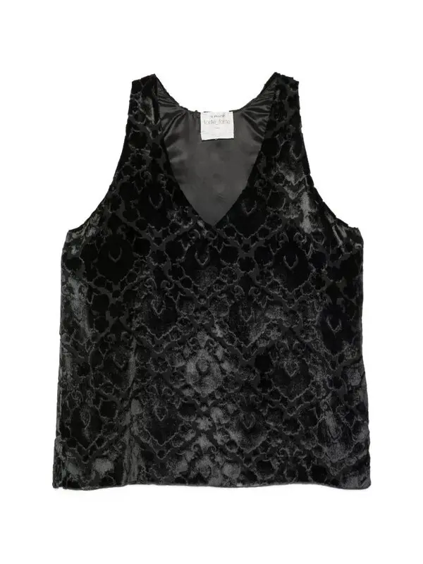 FORTE_FORTE Devoré-effect Sleeveless Top - Black