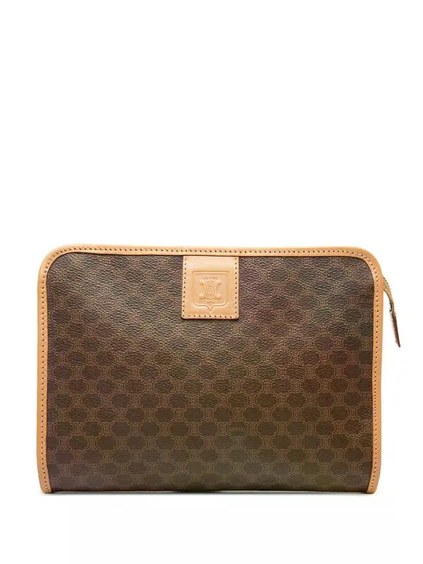 Celine 2015 Macadam Coated Canvas Clutch Bag - Brown