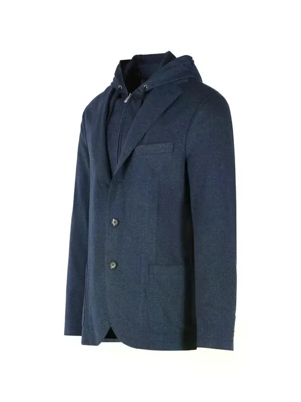 Eleventy Herringbone Hooded Blazer