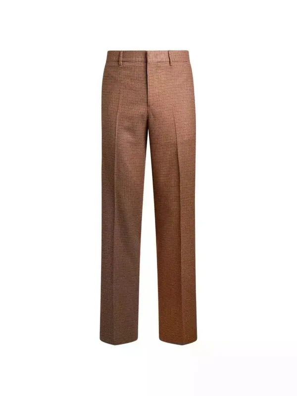 Etro Straight-leg Wool And Cashmere Trousers With Feather Embellishment And Houndstooth Pattern