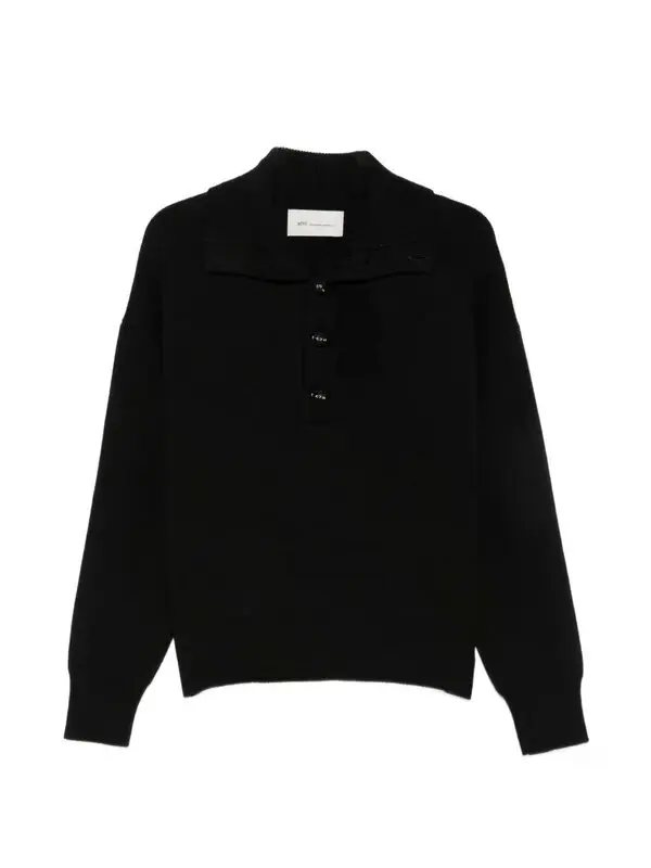 AMI Paris Button-up Sweater - Black