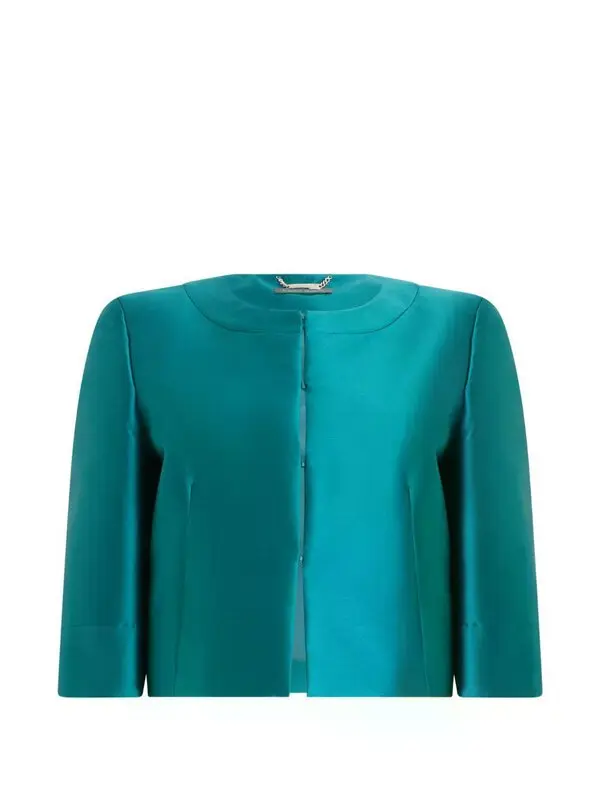 Alberta Ferretti Round-neck Satin-finish Jacket