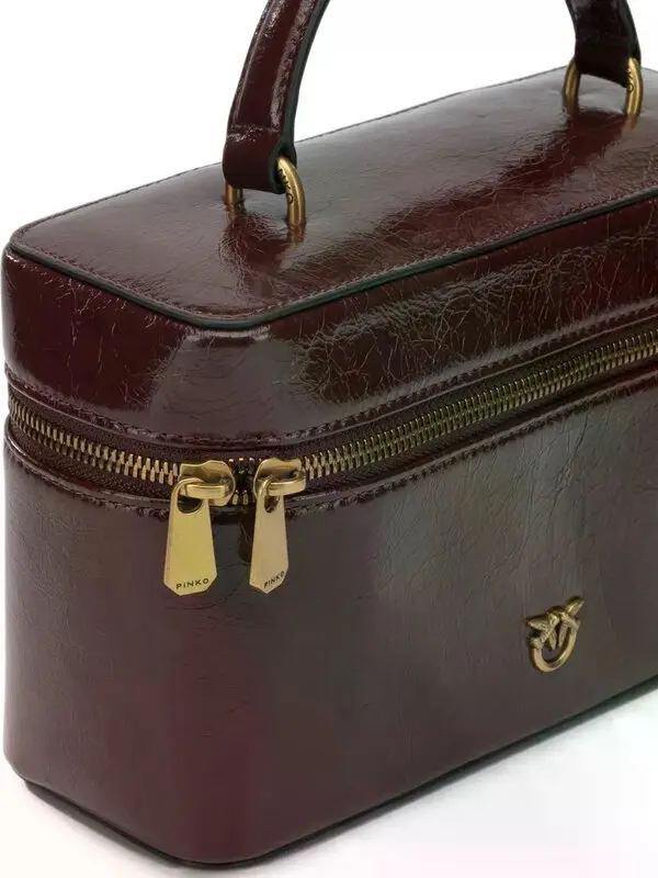 Pinko Leather Vanity Case With Love Birds Plaque And Top Handle