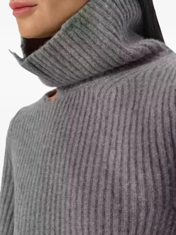 HAIKURE Distressed Ribbed-knit Sweater