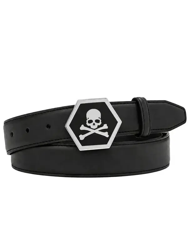 Philipp Plein Leather Belt Skull