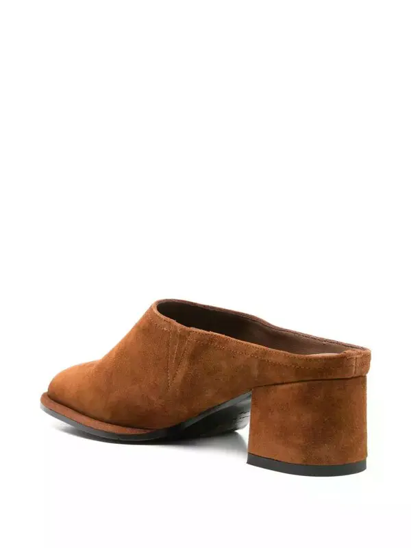 LINDA BAUMANN Suede Block-heel Mules - Brown