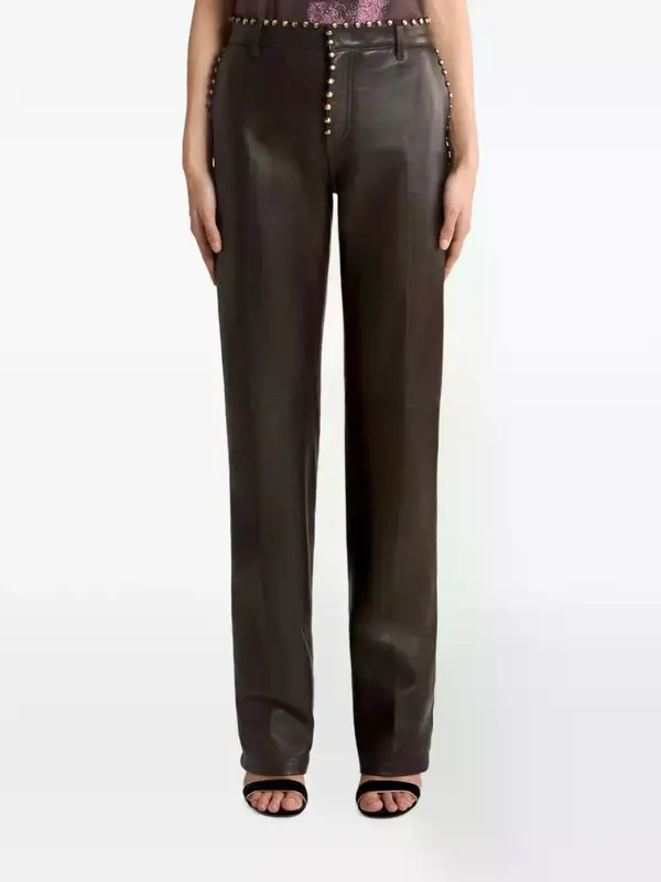 Etro Leather Trousers With Stud Embellishments