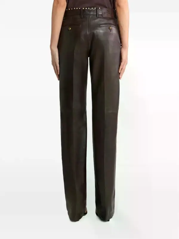 Etro Leather Trousers With Stud Embellishments