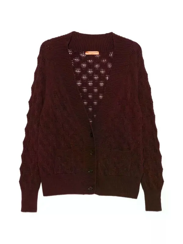 Ermanno Scervino Cable-knit Cardigan With Pointelle Detailing - Red