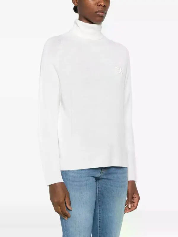 ERMANNO FIRENZE Embroidered Logo Roll Neck Sweater