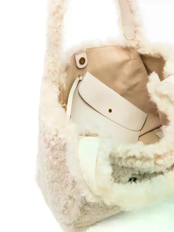 Stella McCartney Faux-shearling Tote Bag With Logo