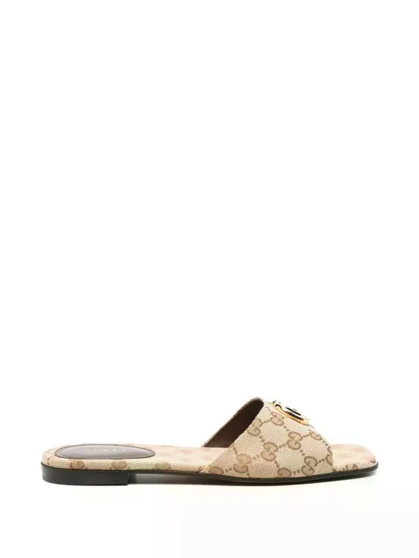 Gucci Double G Canvas Slip-on Sandals - Neutrals