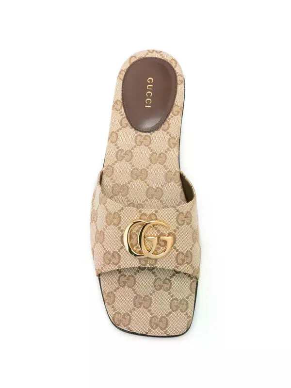 Gucci Double G Canvas Slip-on Sandals