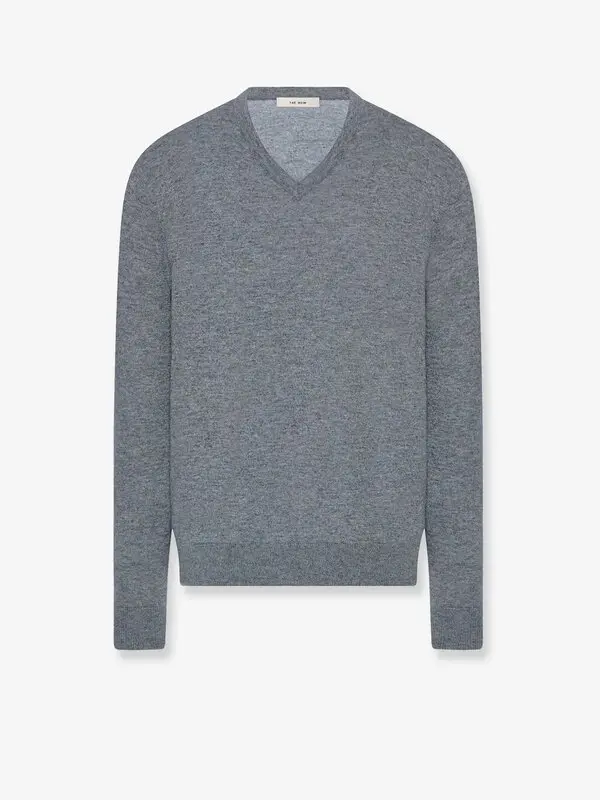 THE ROW Nian Cashmere V-neck Sweater - Grey