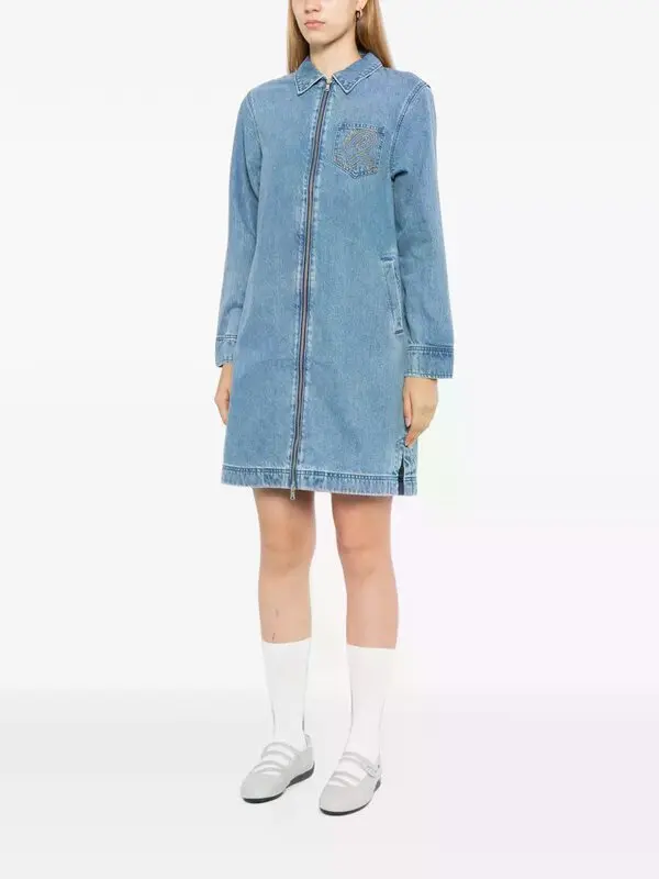 AGNES B. Logo-embroidered Dress - Blue