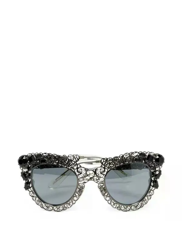 Dolce & Gabbana Filigree Embellished Cat-eye Sunglasses - Grey