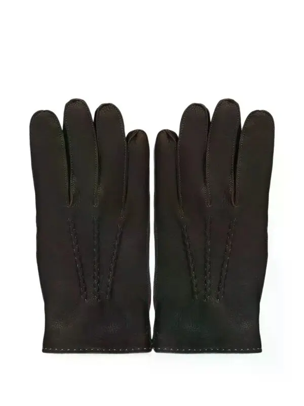 MOORER Stitched-detail Leather Gloves