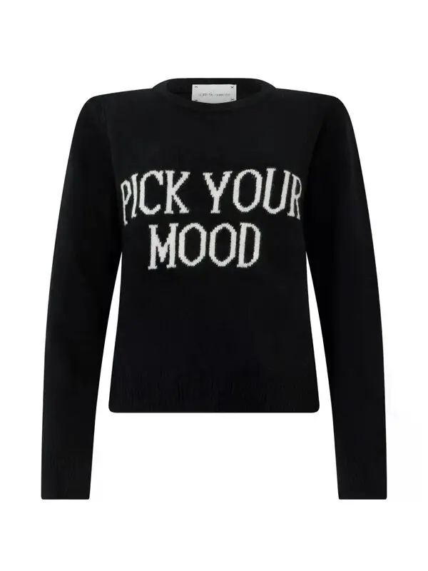 Alberta Ferretti Slogan Intarsia Crew Neck Sweater